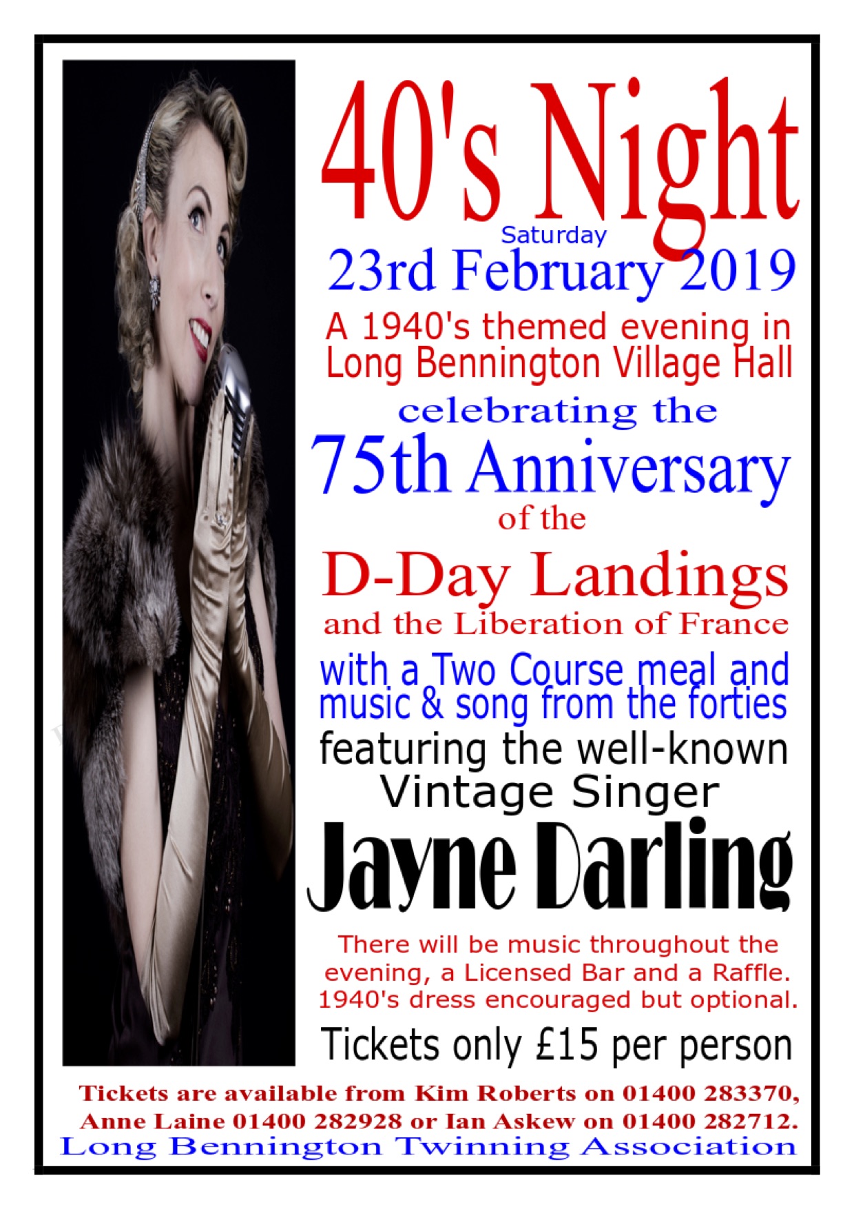 1940s Themed Evening on Saturday 23rd February 2019 at Long Bennington ...